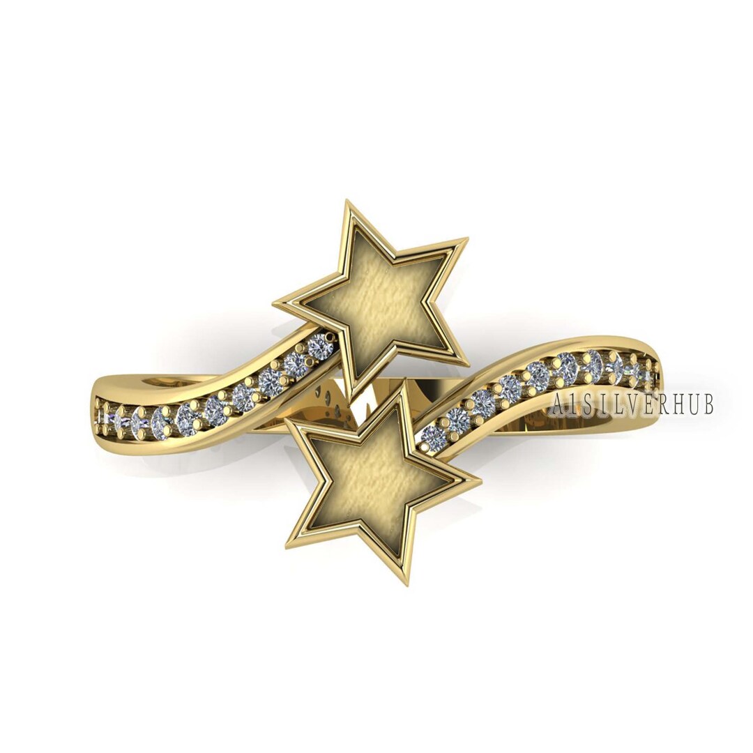 925 Sterling Solid Silver Star 5x5mm Blank Bezel With Zircon Setted ...