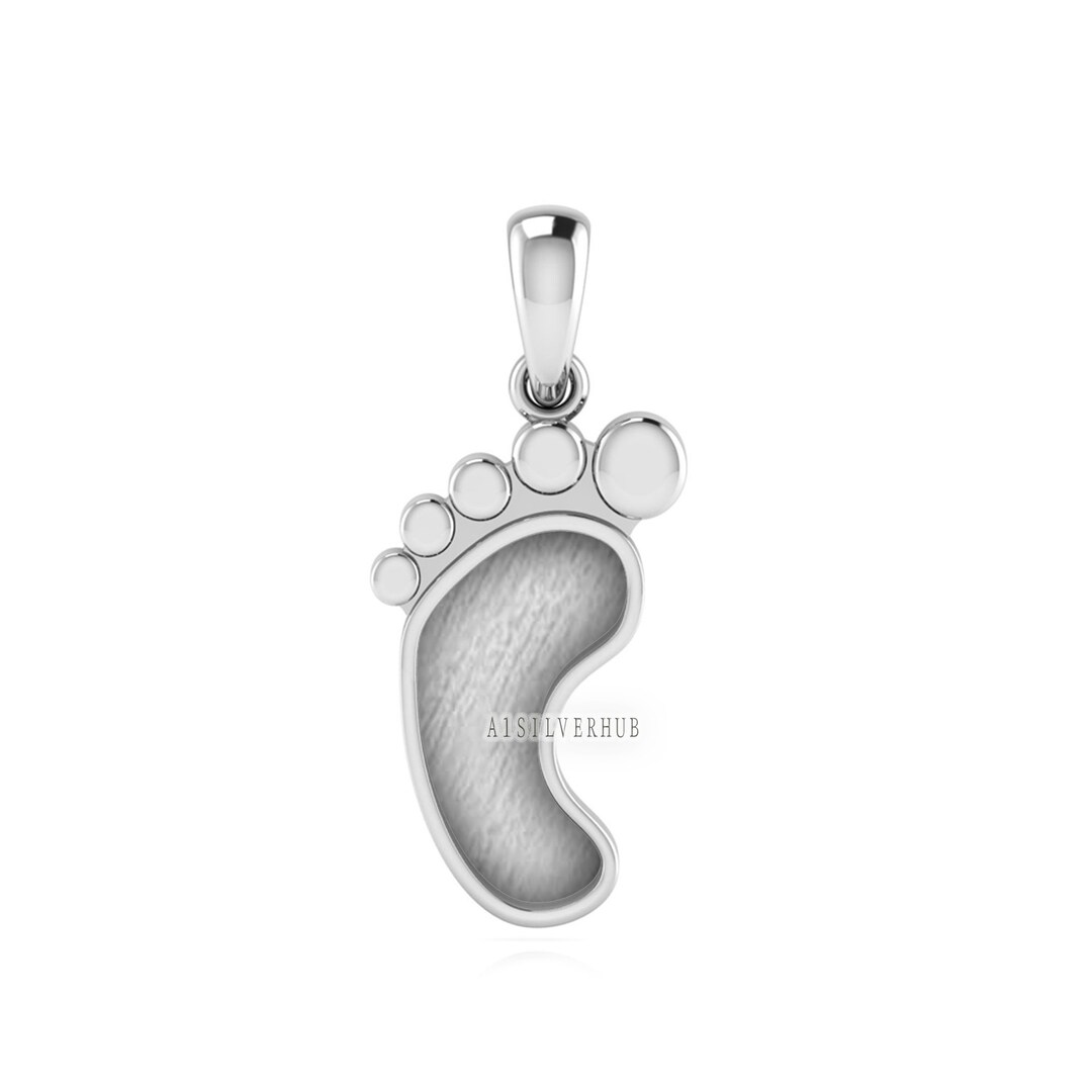 925 Sterling Silver Baby Foot Blank Bezel Pendant Setting, Good for ...