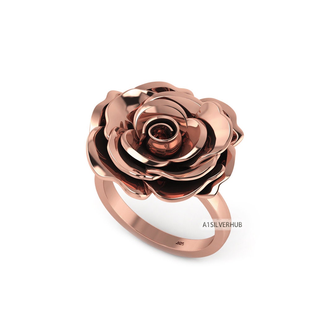 925 Sterling Silver Rose Ring, Rose Flower Ring, Delicate Rose Ring ...