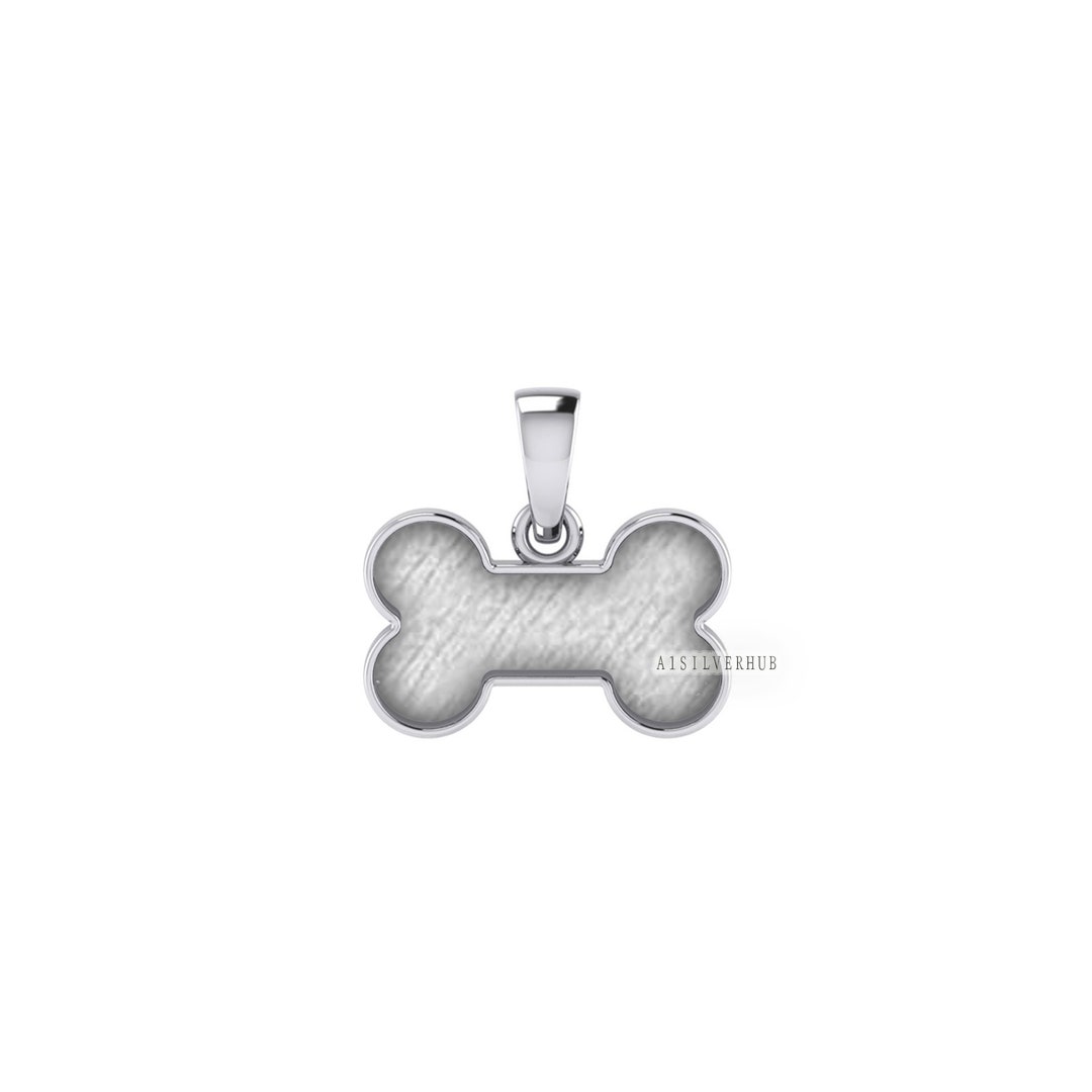 925 Sterling Solid Silver Dog Bone Blank Bezel Charm Pendant Setting ...