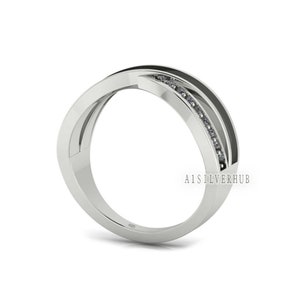 925 Sterling Solid Silver Infinity Ring With Blank Bezel and Zircon ...