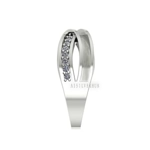 925 Sterling Solid Silver Infinity Ring With Blank Bezel and Zircon ...