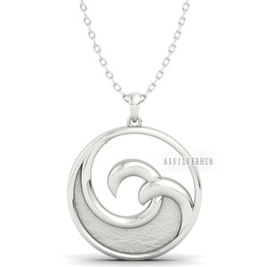 925 Sterling Silver Beach-ocean-sea Waves Blank Pendant, Good for Crushed Opal Resin & Ashes ...