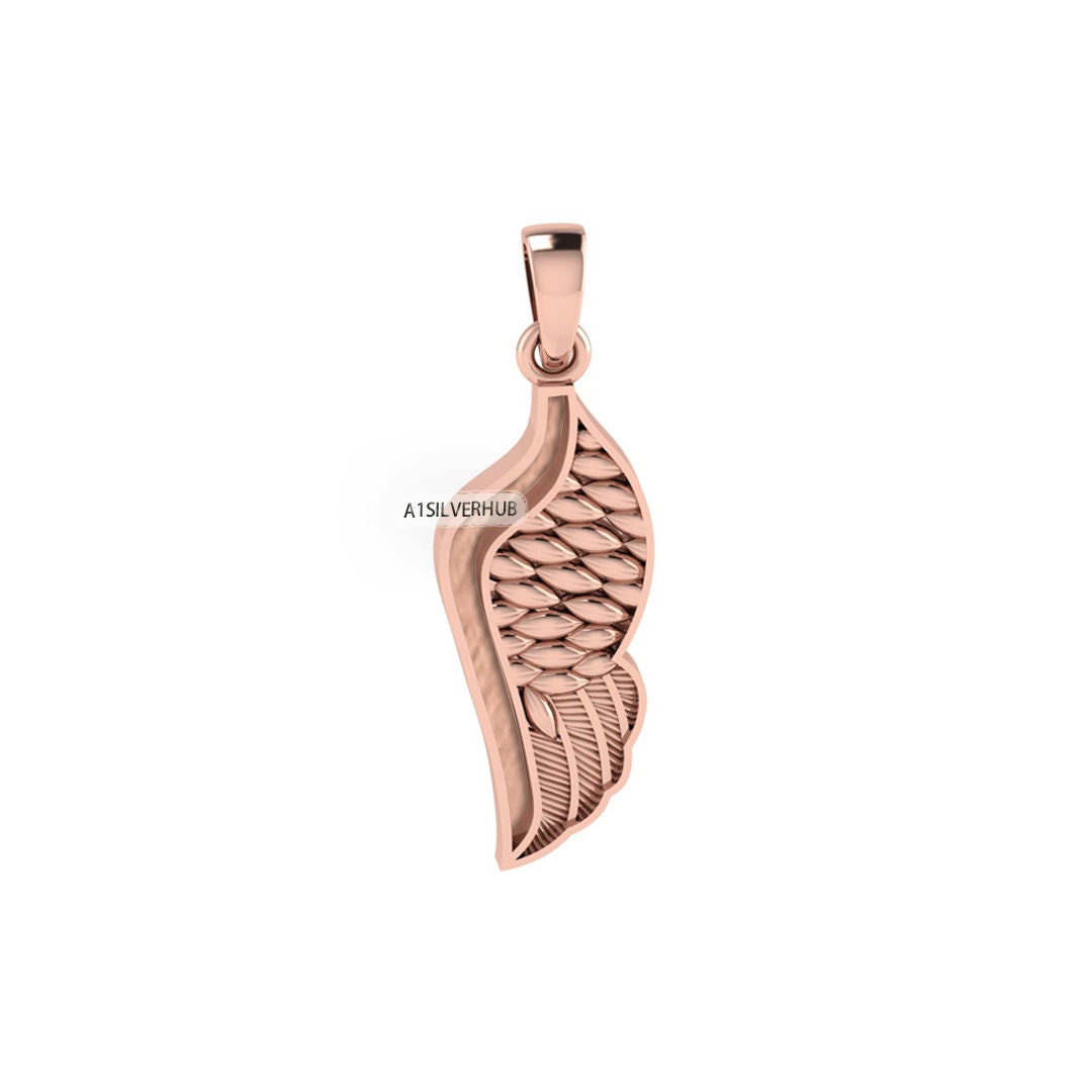 Angel Wing Feather Blank Channel Pendant Setting, 925 Sterling Silver ...