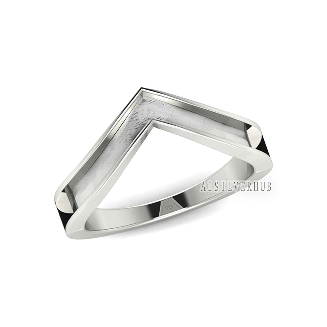 925 Sterling Solid Silver V Shape Wide Channel the Wishbone Blank Ring ...