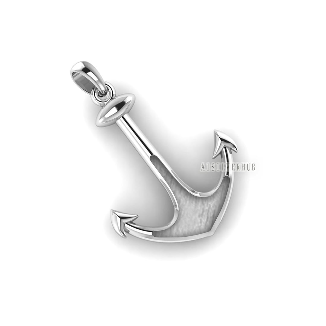 925 Sterling Solid Silver Anchor Hook Blank Bezel Pendant, Good for ...