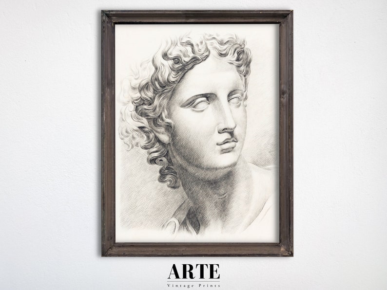 Vintage Sketch Art Drawing of Statue Print Wall Art Decor - Etsy