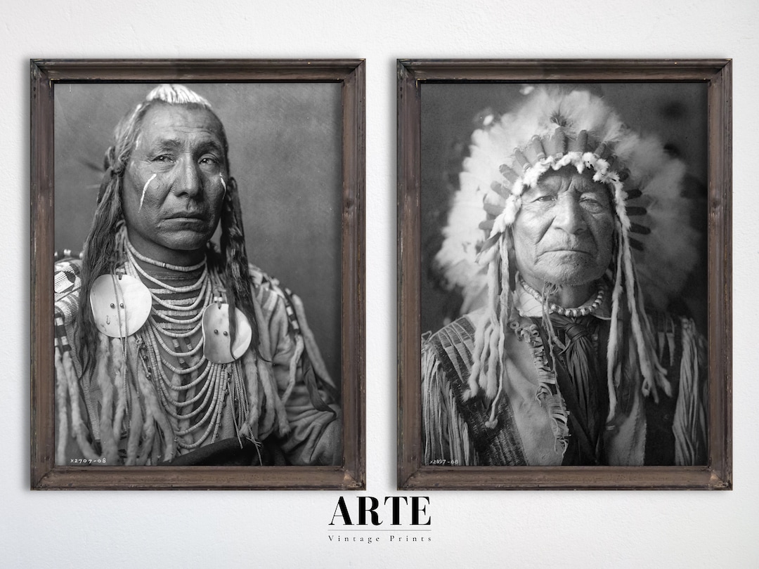 Native American Decor Eclectic Wall Art Portraits Western Prints Set ...