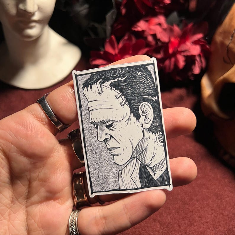 Dracula & Frankenstein Sticker Set – Gothic Horror Vinyl Decals - Etsy