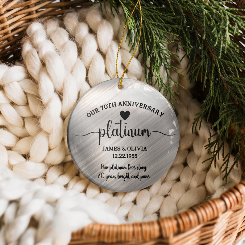 Personalized 70th Anniversary Printed Ceramic Ornament, 70th ...