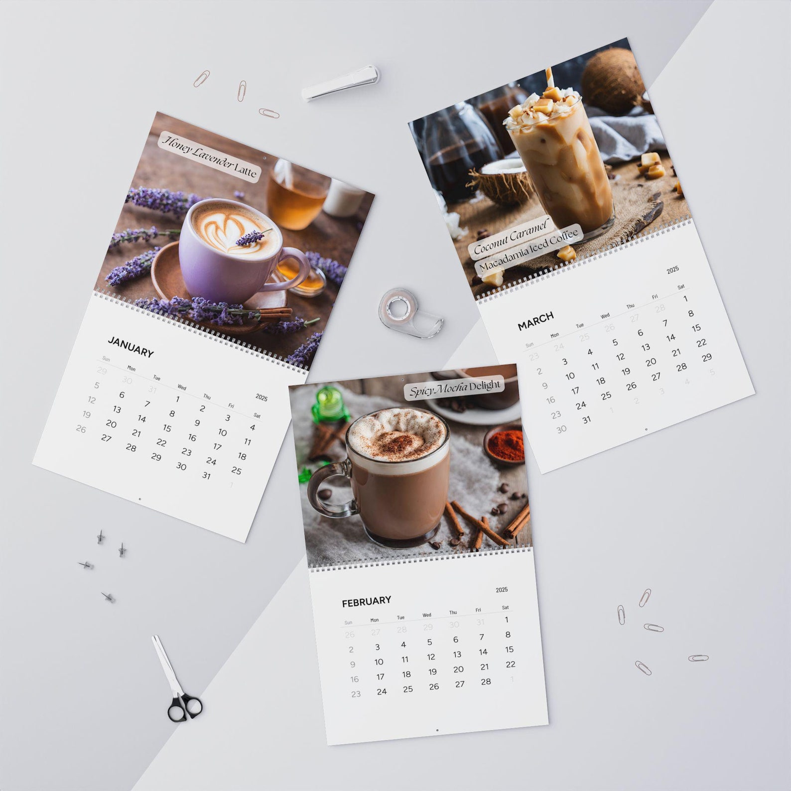 2025 Wall Calendar, Coffee Lover Calendar, Coffee Inspired Calendar ...