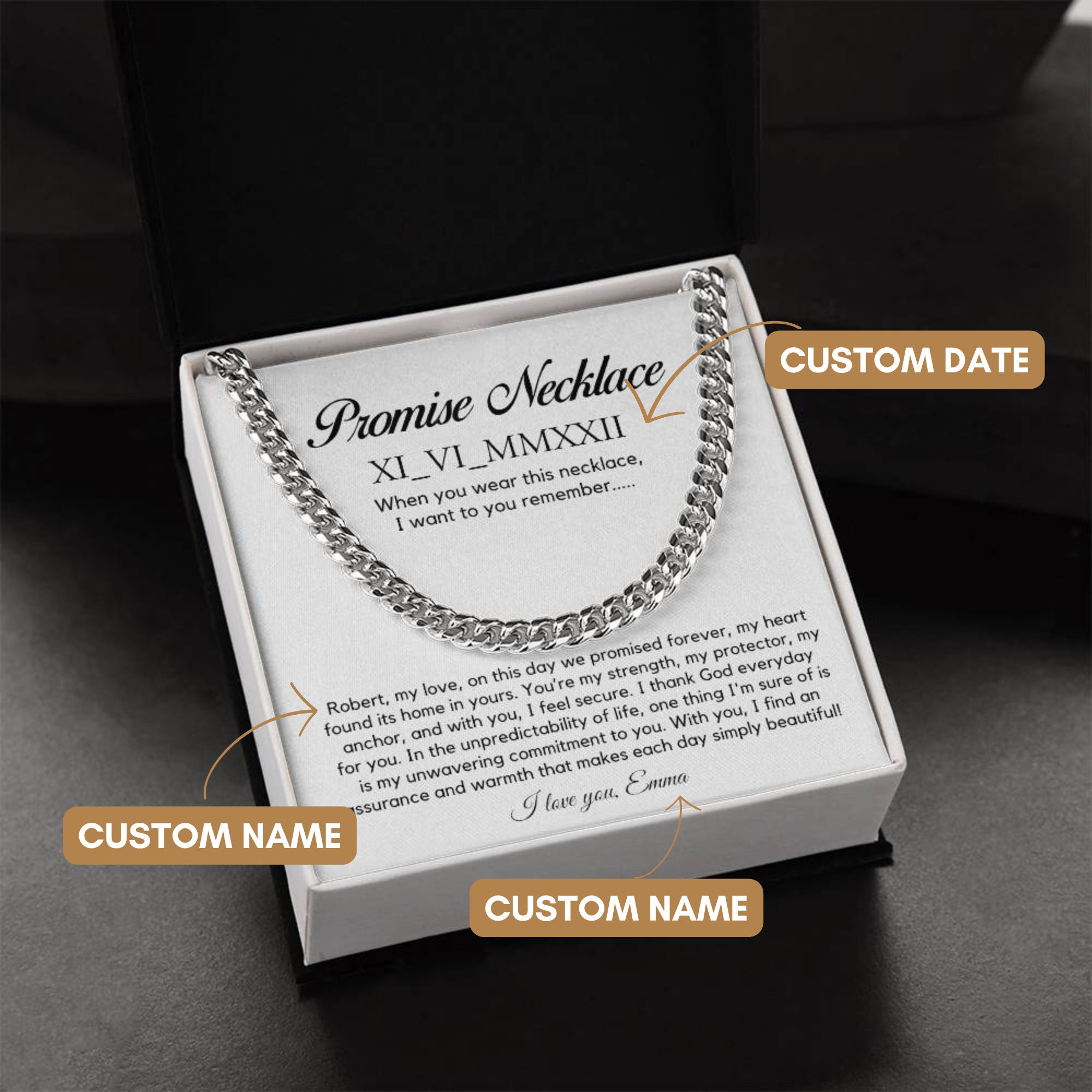 Personalised Promise Necklace for Him, Promise Gifts for Him, Boyfriend ...