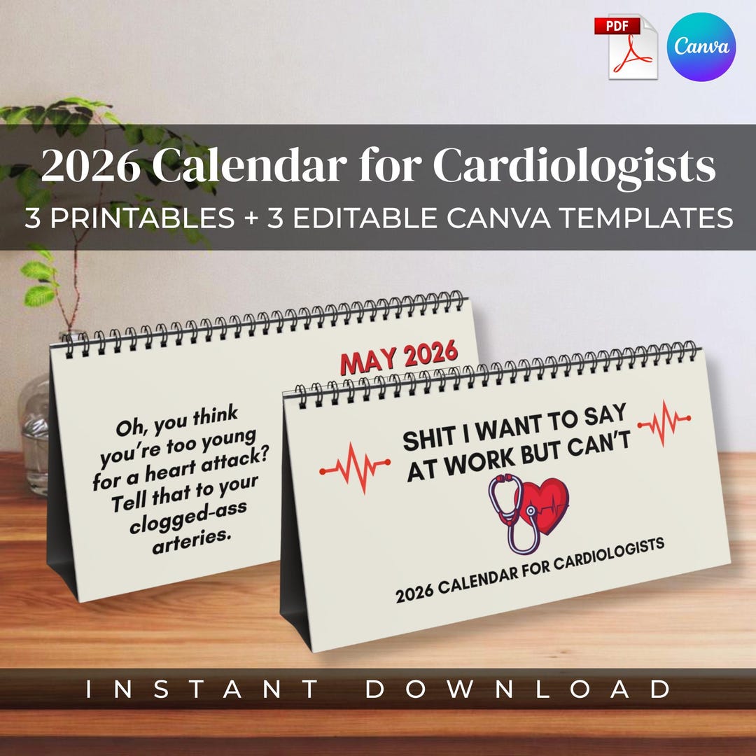 2026 Funny Cardiologist Digital Calendar, Cardiology Graduate Gift ...