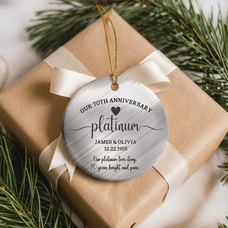 Personalized 70th Anniversary Printed Ceramic Ornament, 70th ...