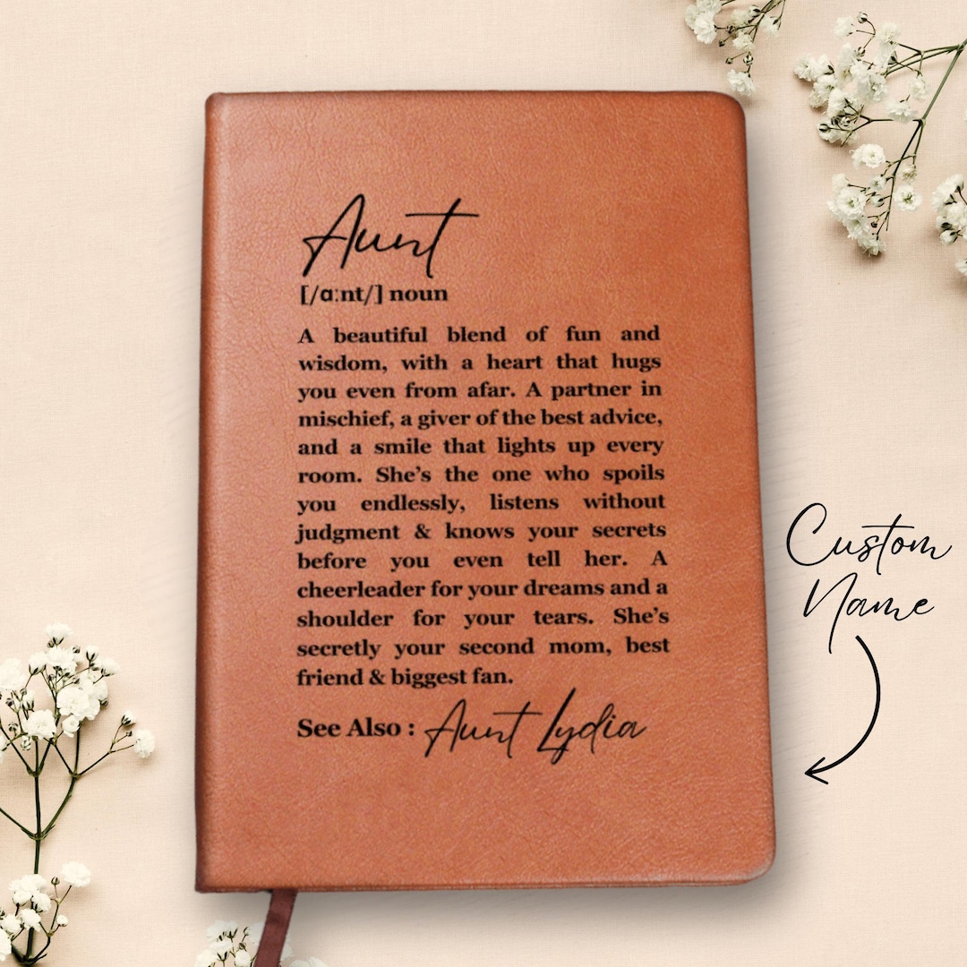 Personalized Aunt Leather Journal, Auntie Appreciation Gift, Birthday ...