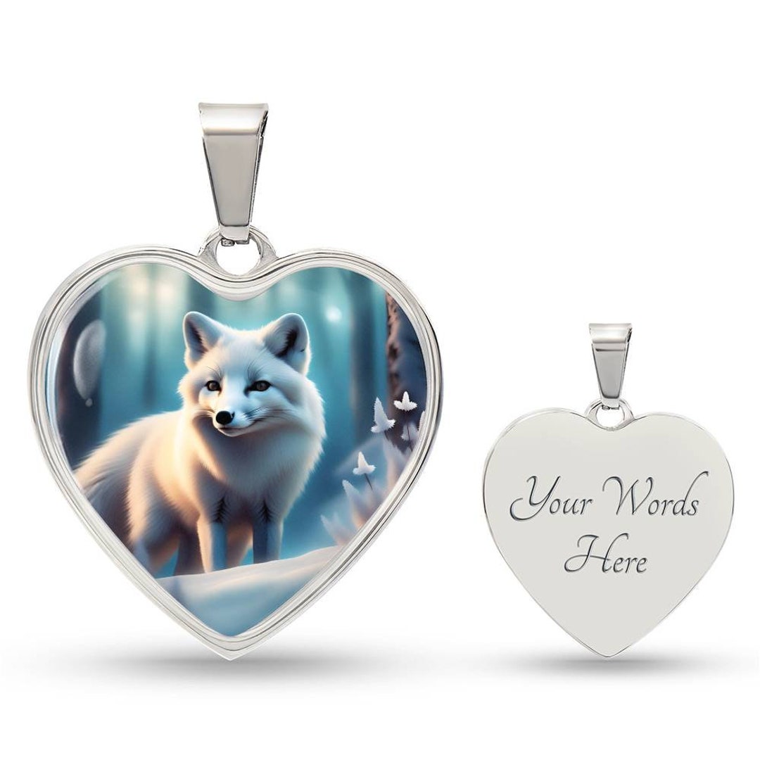 White Arctic Fox Engraved Celtic Native American Zodiac Animal Charm ...