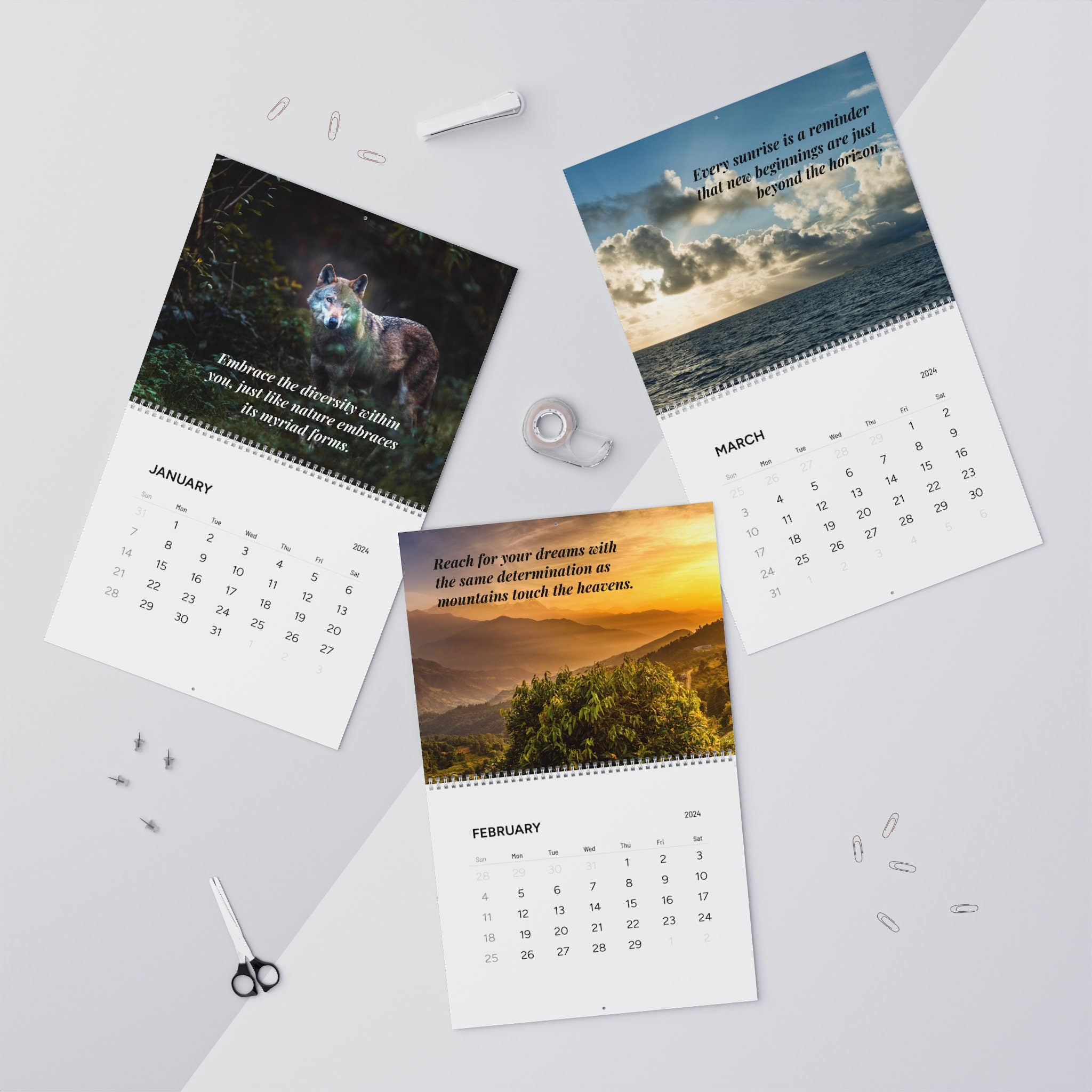 Nature-inspired 2024 Wall Calendar, Motivational and Inspirational ...