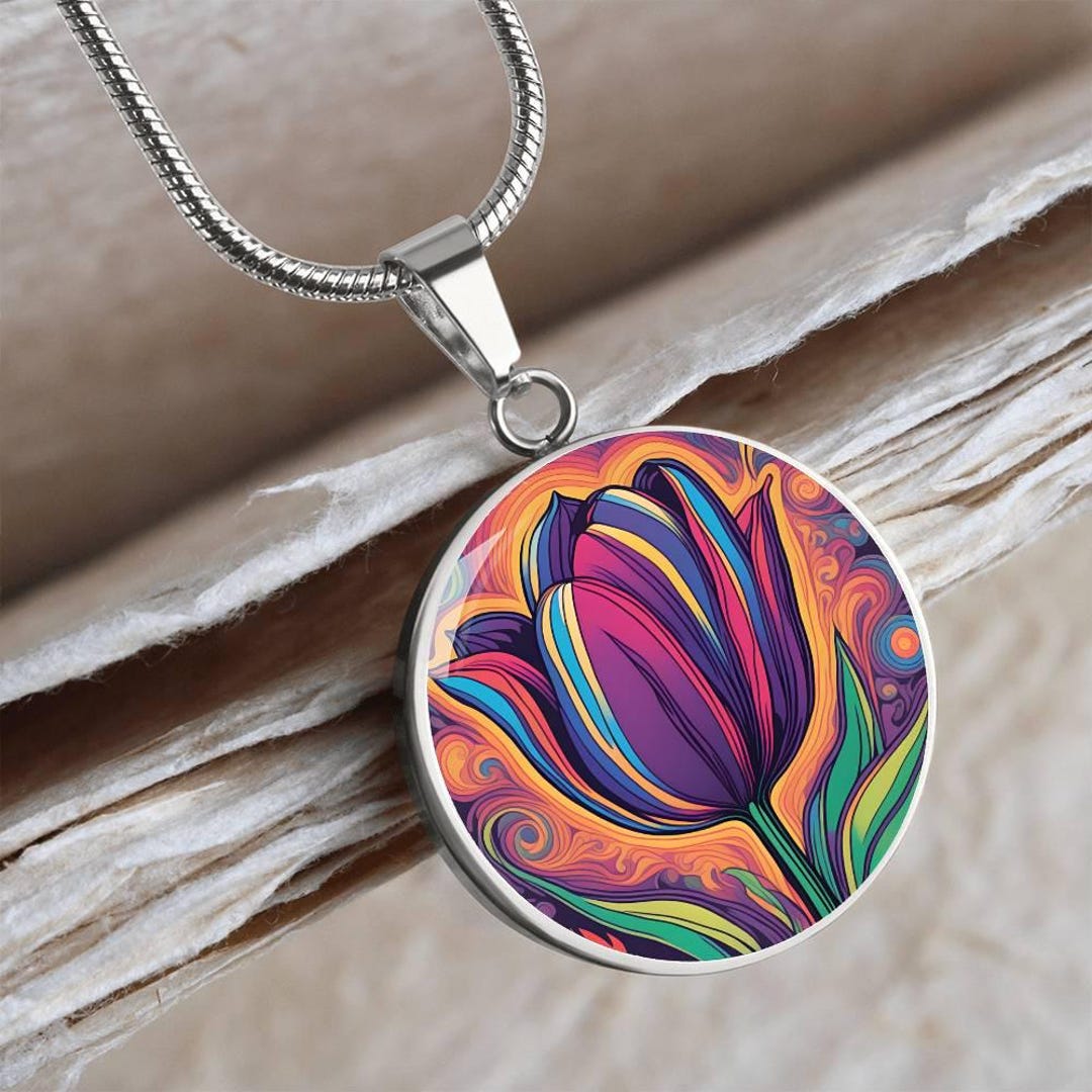 Tulip Necklace July Birth Month Flower Jewelry Plant Lover Gift ...