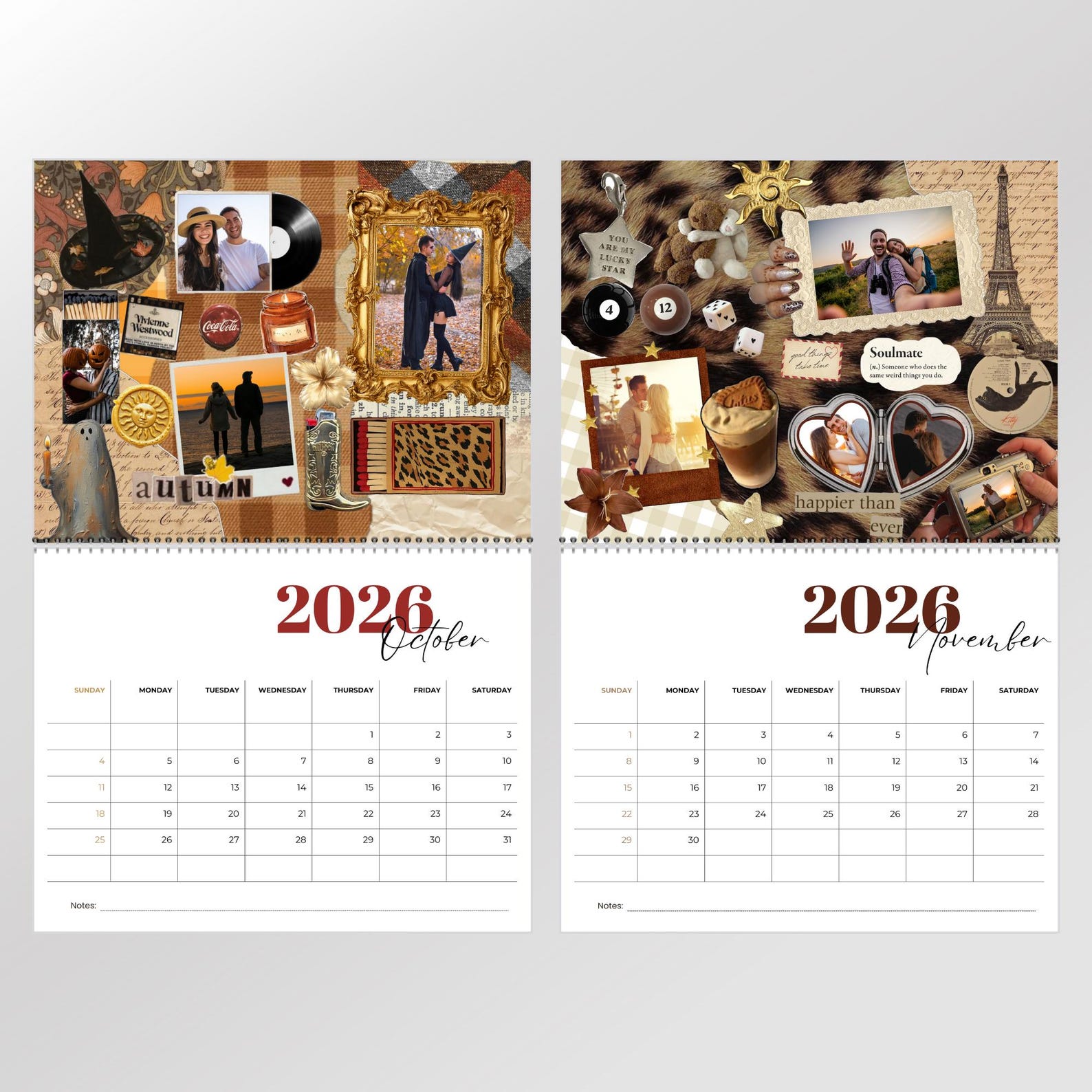2026 Vision Board Calendar Template, Editable Canva DIY Design, Retro ...