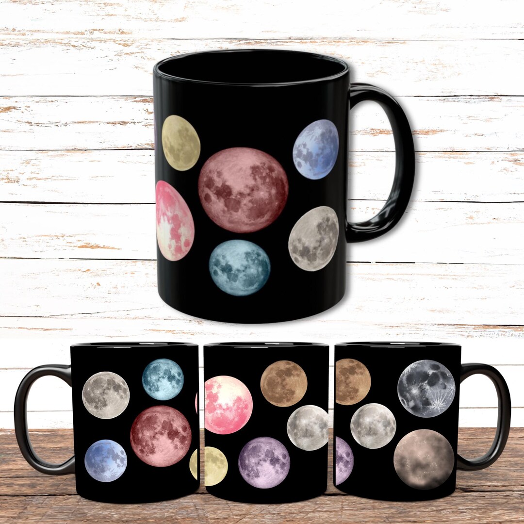 Lunar Phases Ceramic Mug, 12 Full Moons, Unique Gift for Moon Lovers ...