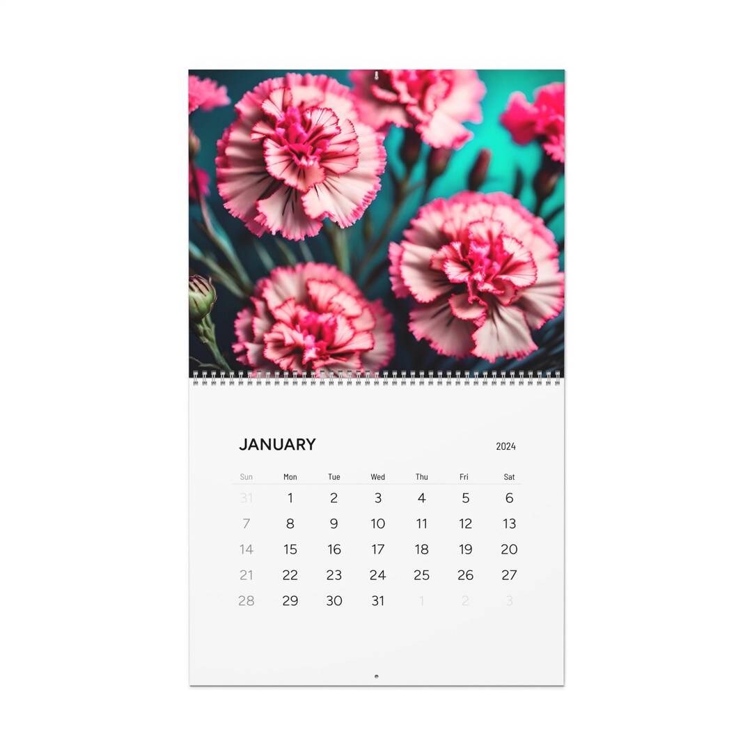 2024 Wall Calendar, Birth Month, Birth Flower Calendar, Home Office ...