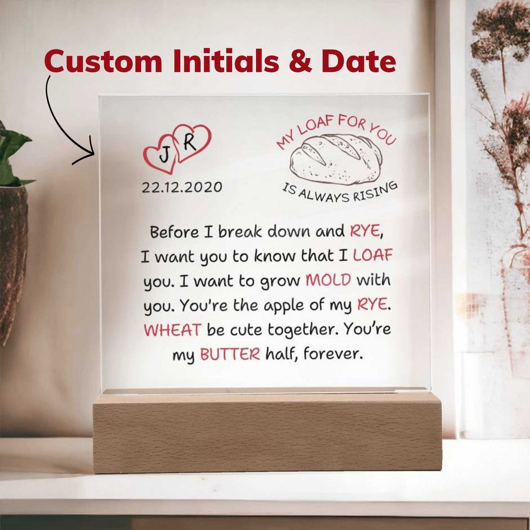 Sourdough Love Anniversary Plaque, Custom Couple Initials Date ...