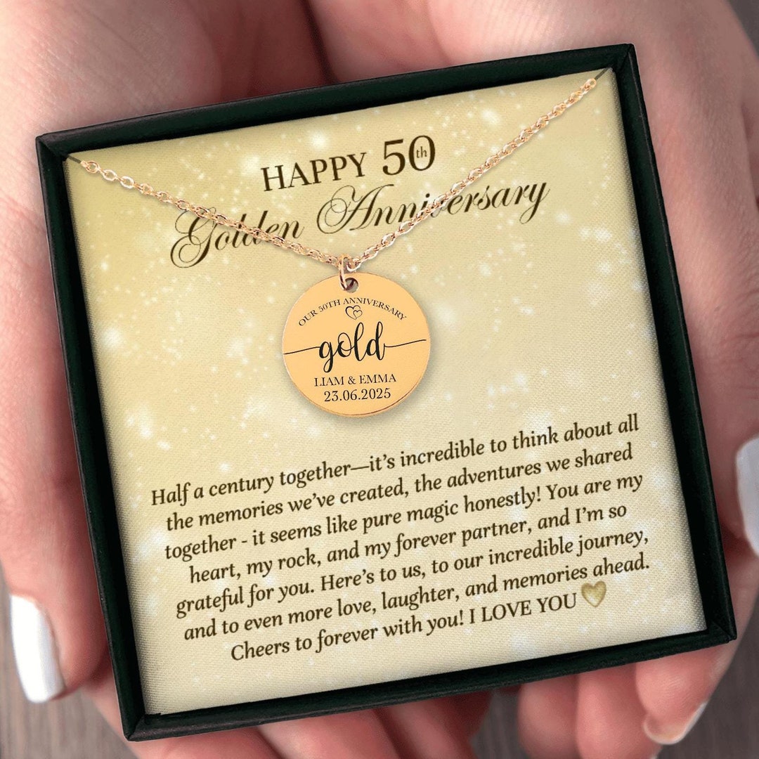 50th Gold Anniversary Coin Necklace, 50th Wedding Anniversary Gift ...