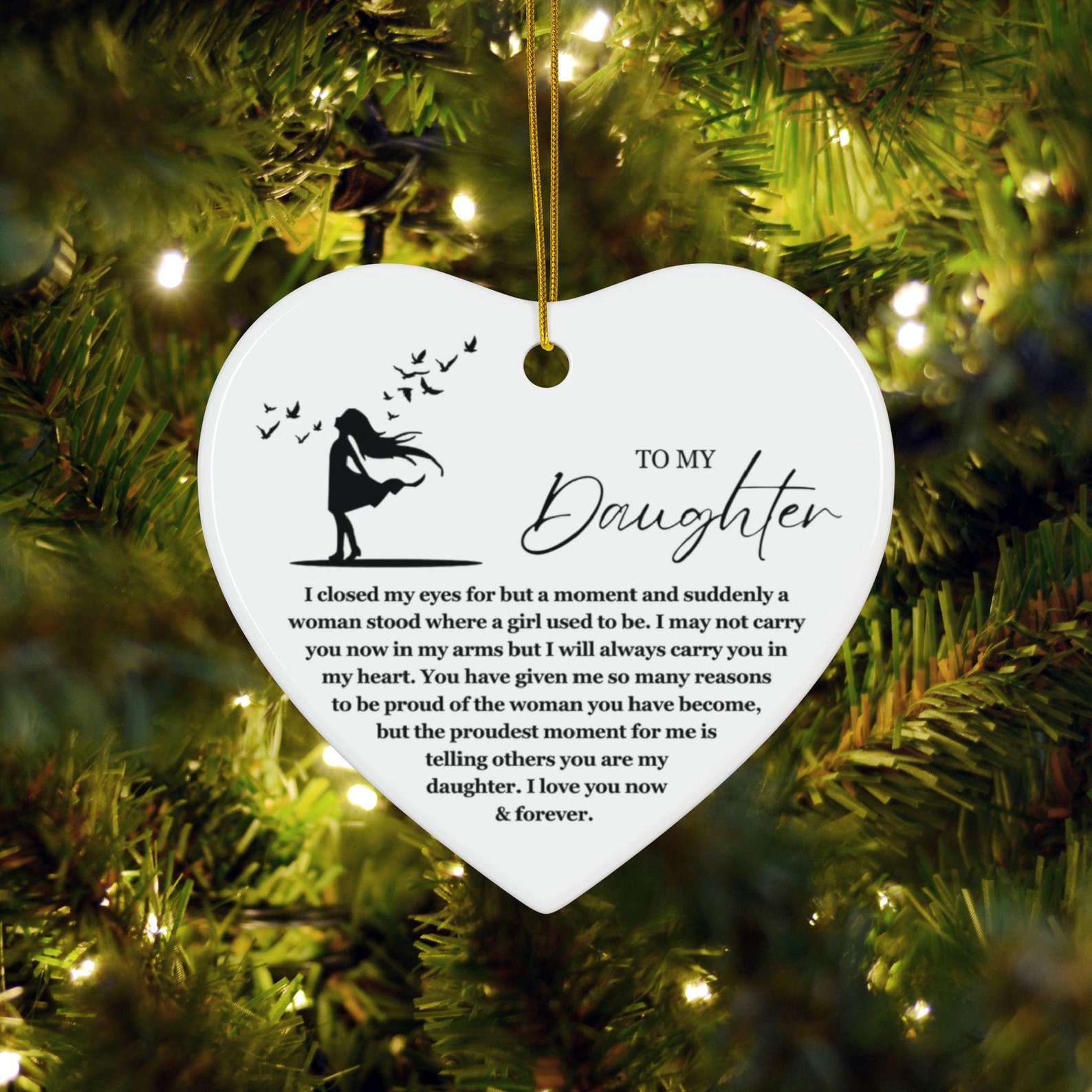 Heartfelt Daughter Keepsake Ceramic Ornament, Christmas Decor Bauble ...
