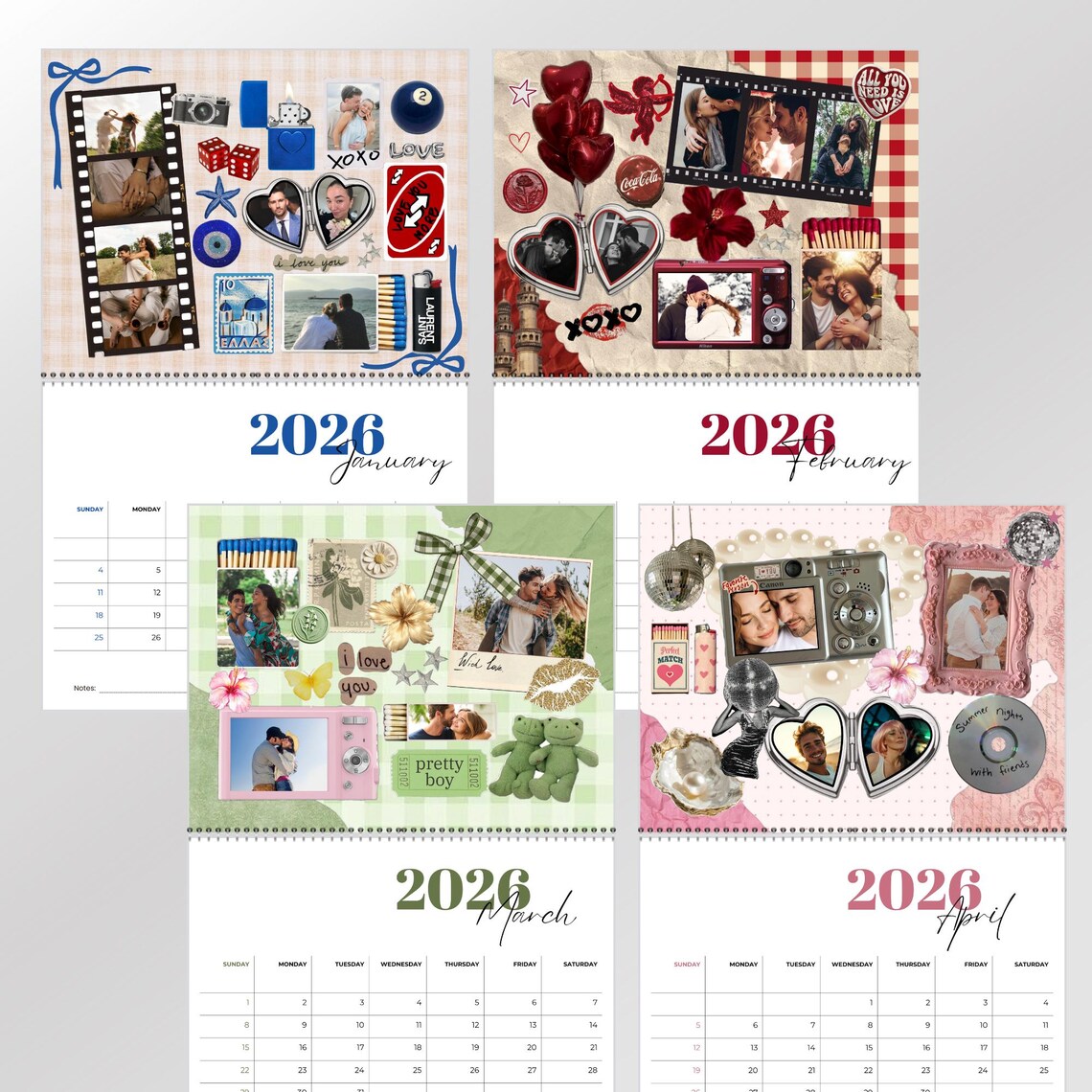 2026 Vision Board Calendar Template, Editable Canva DIY Design, Retro ...