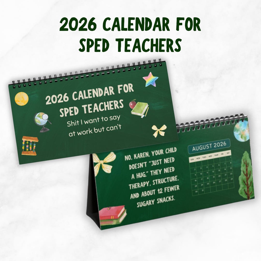 2026 Funny SPED Teacher Desk Calendar, Sarcastic Gift for SPED Tutor ...