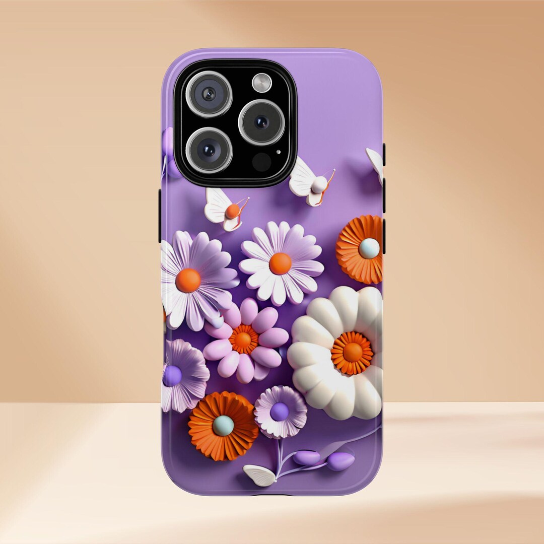 3D Purple Flowers Phone Case Compatible With iPhone Samsung Google ...