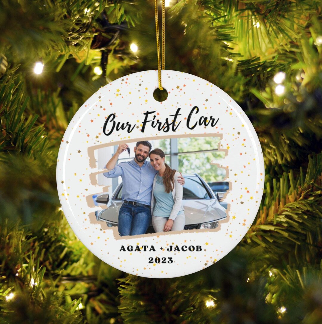 Personalized Our First Car Ceramic Christmas Ornament, Custom Name Year ...