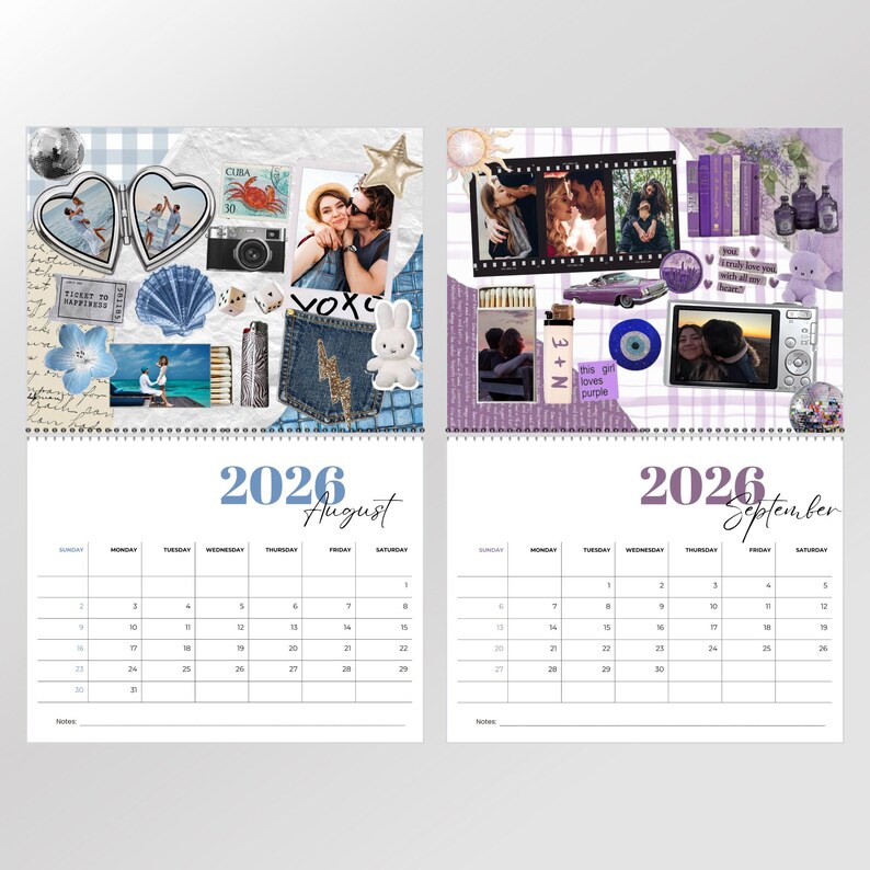 2026 Couple Vision Board Calendar Template, Retro Matchbox Collage ...