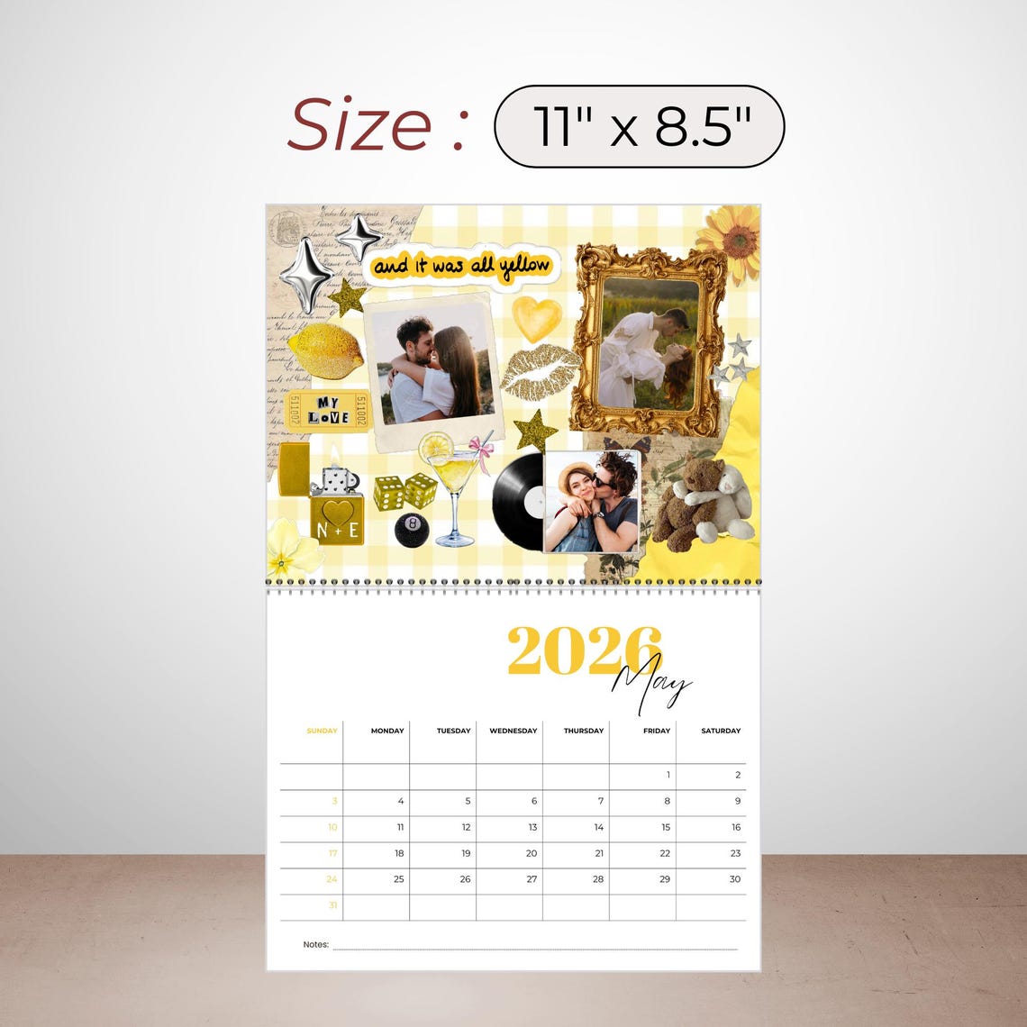 2026 Vision Board Calendar Template, Editable Canva DIY Design, Retro ...