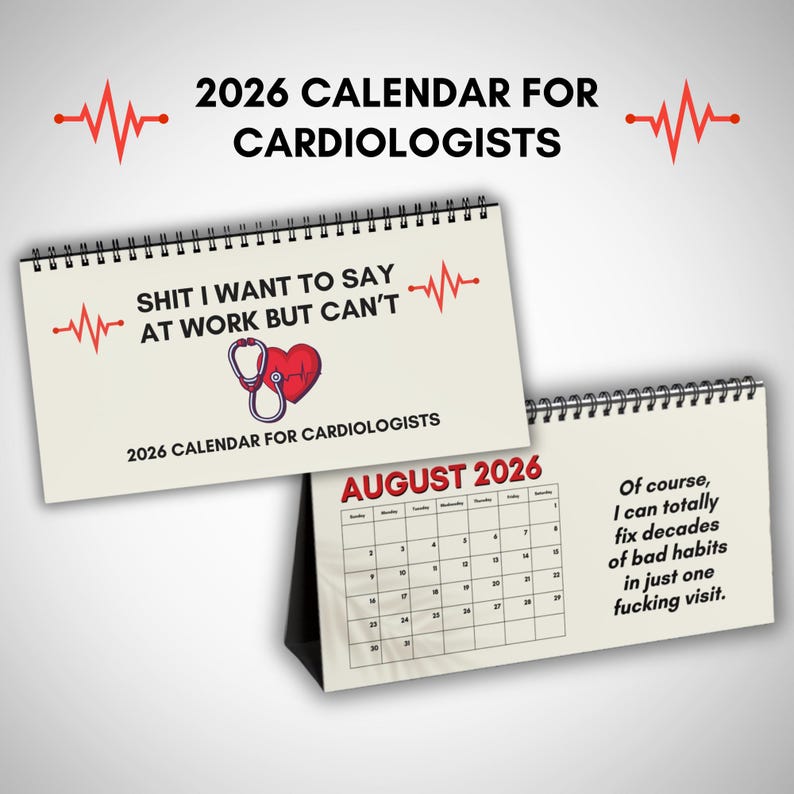 2026 Funny Cardiologist Swear Rant Desk Calendar, White Elephant Gag ...