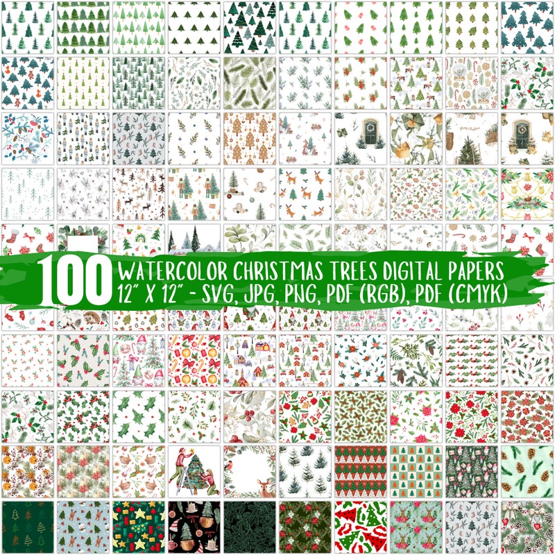Christmas Digital Paper - Etsy