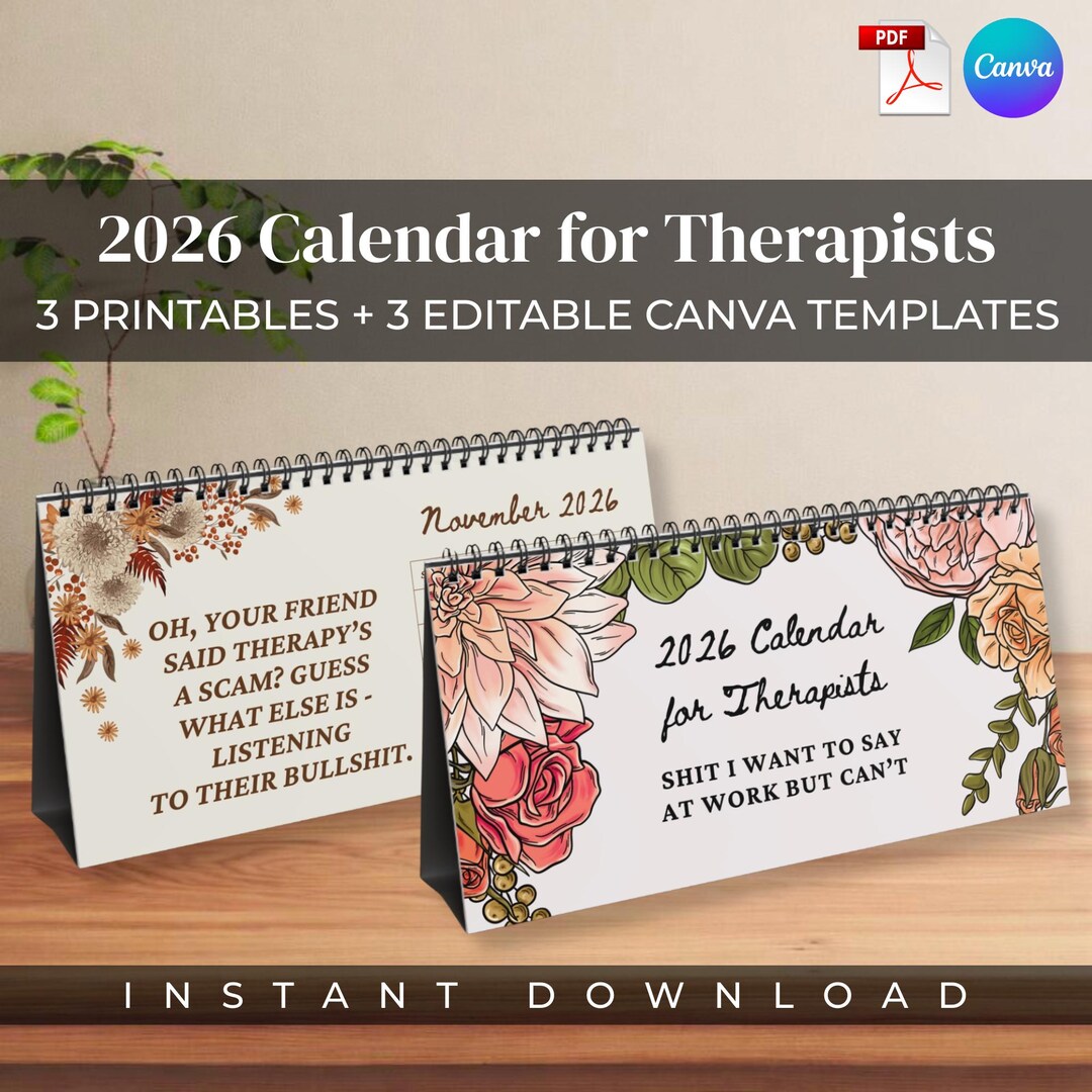 2026 Funny Therapist Digital Desk Calendar, Funny Counselor Gift, New ...