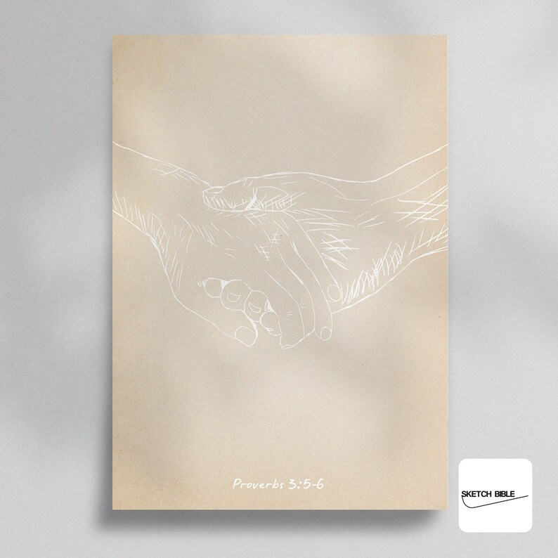 Printable Bible Sketch Proverbs 3 5-6, Modern Christian / Biblical ...