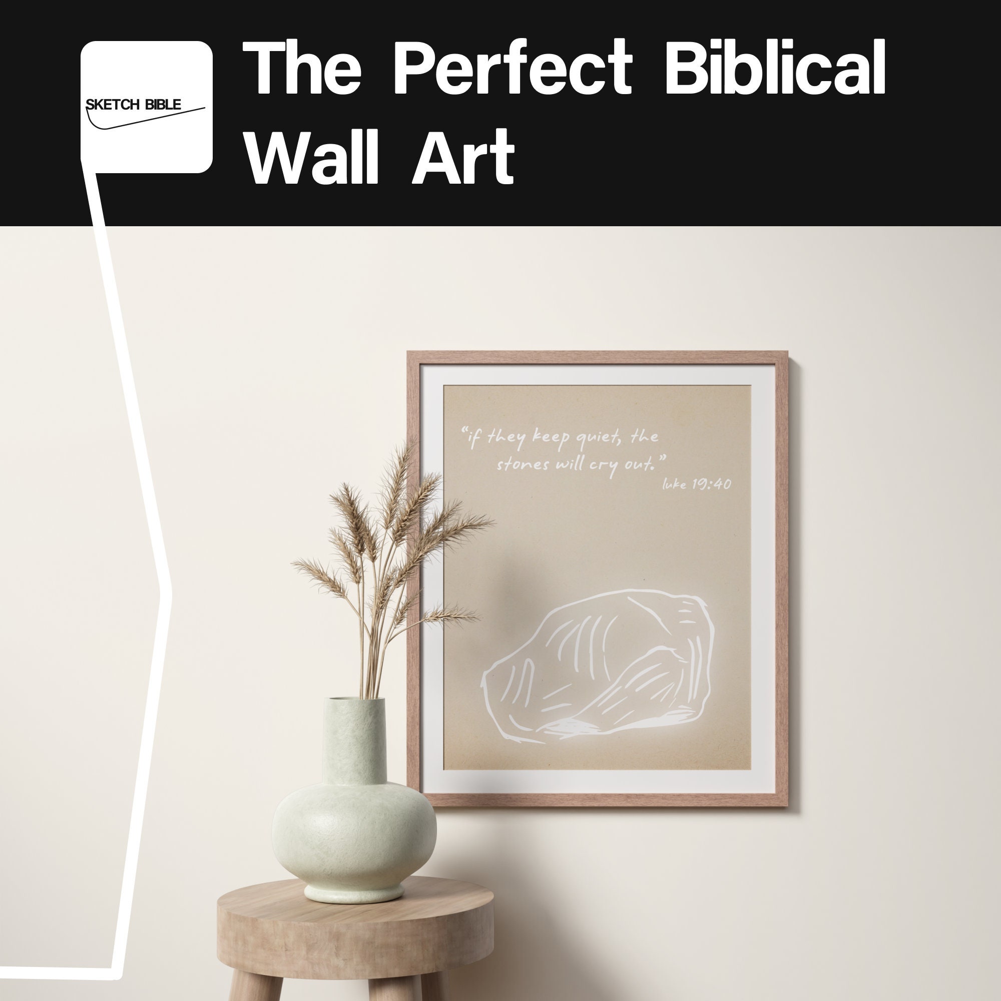 Bible Verse Stone Boho Christian Wall Art, Bible Art, Jesus Art, Wall ...