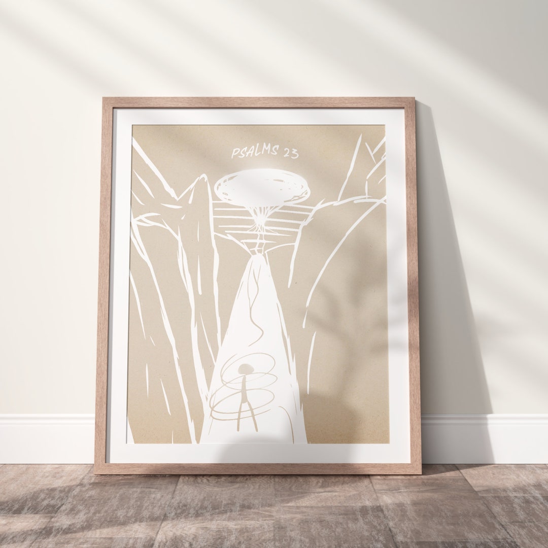 Printable Bible Sketch Psalms 23, Modern Biblical Art of the Famous ...