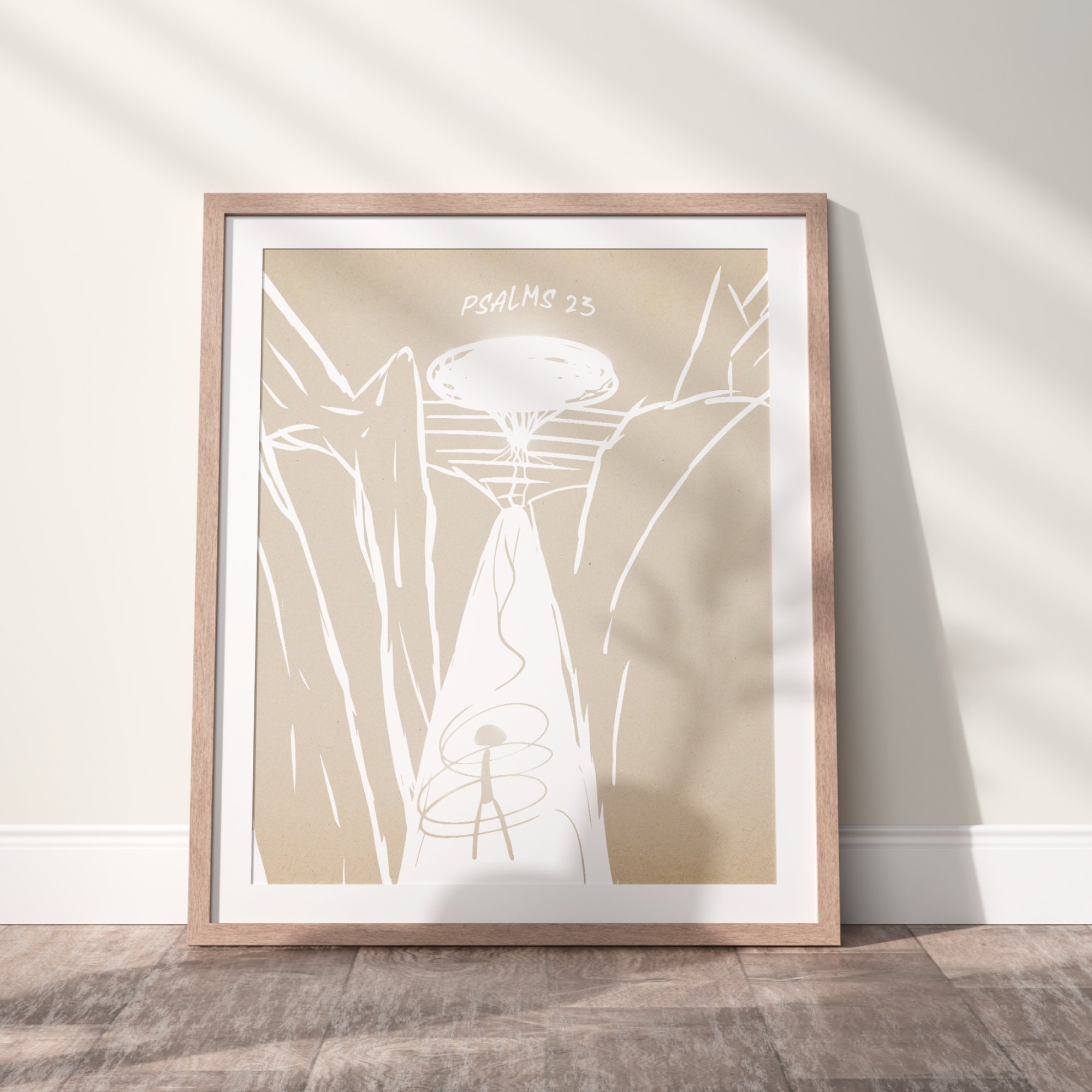 Printable Bible Sketch Psalms 23, Modern Biblical Art of the Famous ...