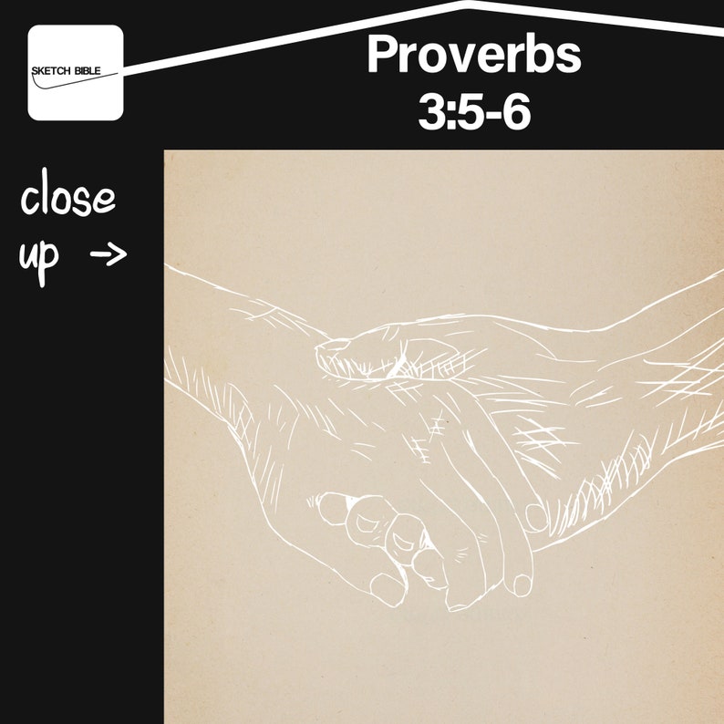 Printable Bible Sketch Proverbs 3 5-6, Modern Christian / Biblical ...