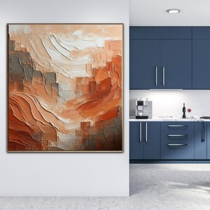 Terracotta Textured Wall Art 3D Texture Art Large Wall Art Terracotta Abstract Art Minimalist ...