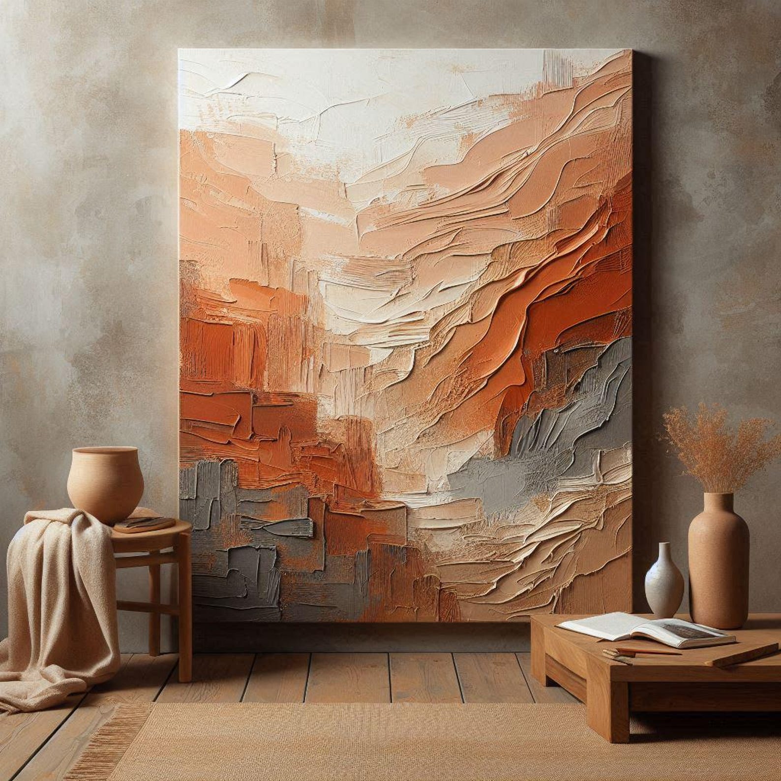 Terracotta Textured Wall Art 3D Texture Art Large Wall Art Terracotta ...