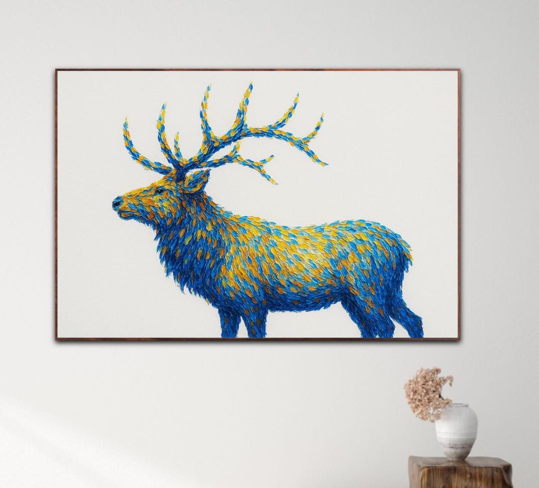 Power of the Stag 67" Beautiful Textured Stag, Noble, Large Canvas ...
