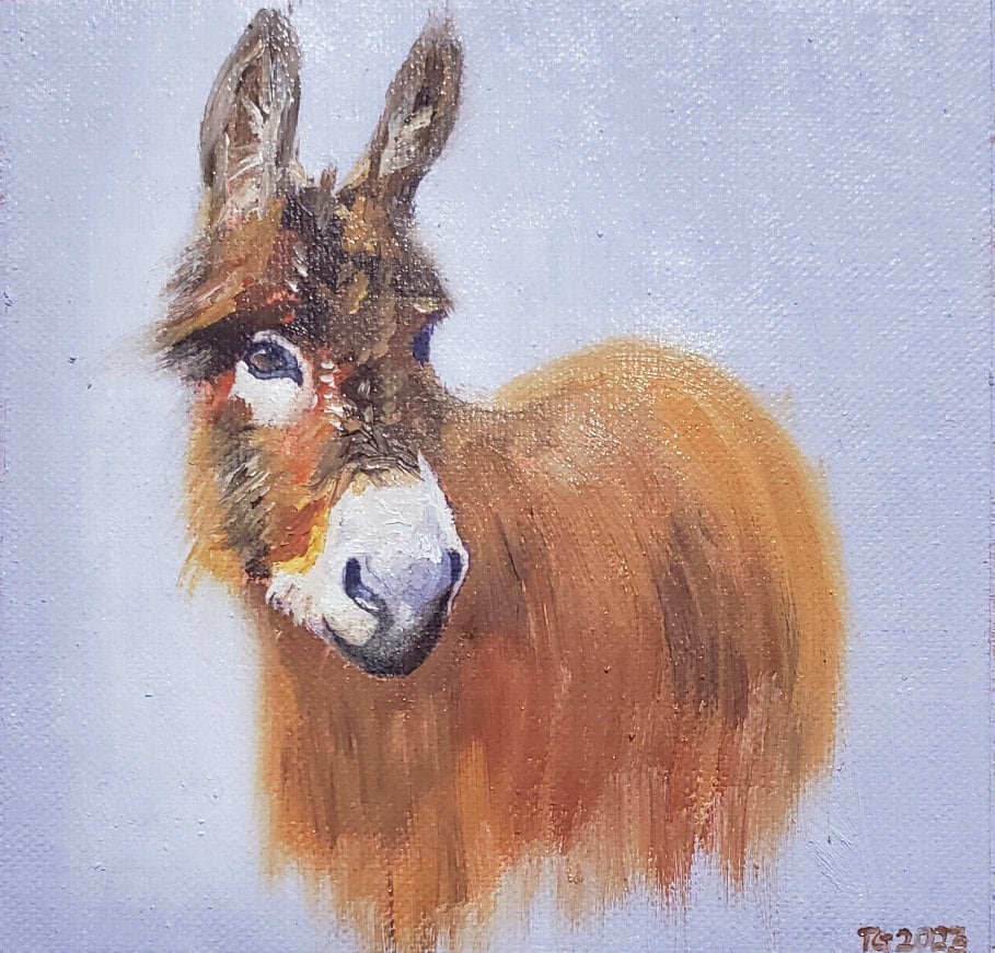 Donkey Painting Donkey Portrait Farm Animal Donkey Wall Art - Etsy