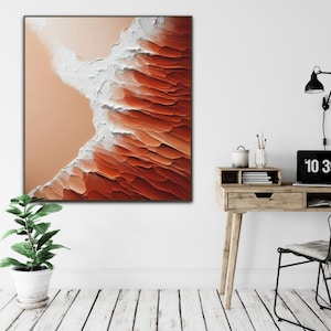 Terracotta Textured Wall Art 3D Texture Art Large Wall Art Terracotta Abstract Art Minimalist ...