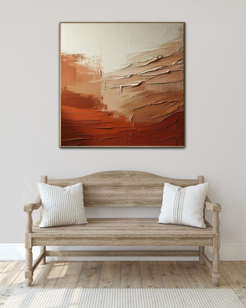 Terracotta Textured Wall Art 3D Texture Art Large Wall Art Terracotta Abstract Art Minimalist ...