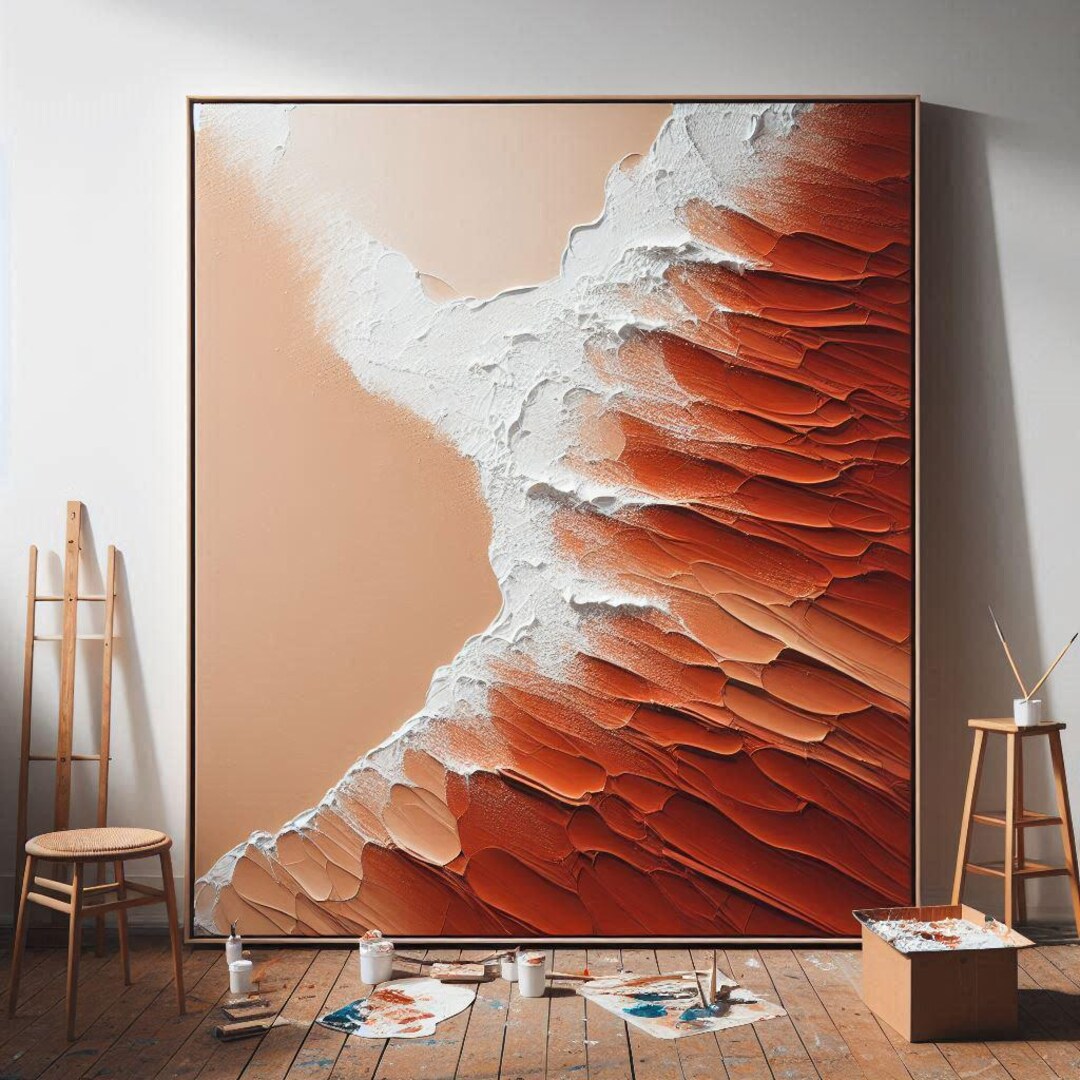 Terracotta Textured Wall Art 3D Texture Art Large Wall Art Terracotta Abstract Art Minimalist ...