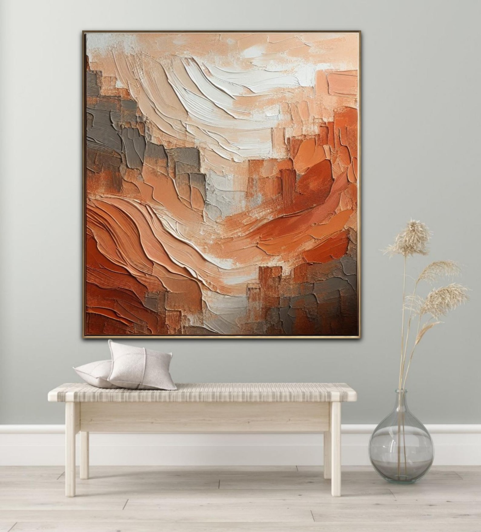 Terracotta Textured Wall Art 3D Texture Art Large Wall Art Terracotta Abstract Art Minimalist ...